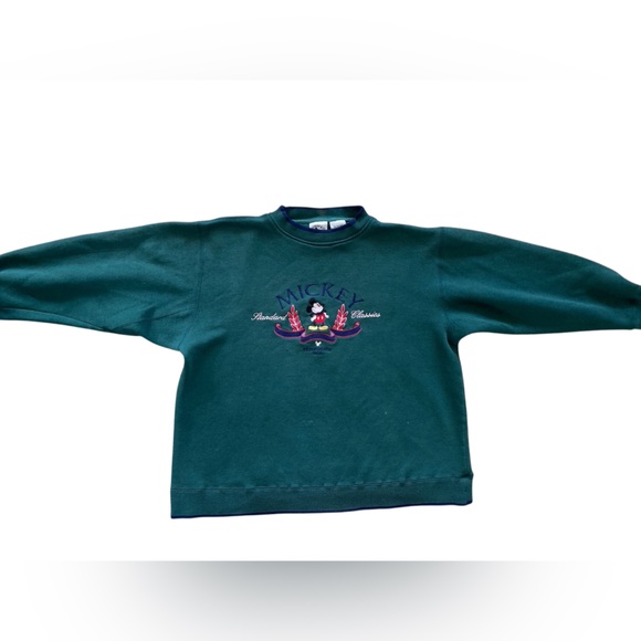 Mickey | Tops | Mickey Co Vintage 9s Mickey Mouse Green Crewneck ...